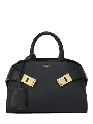 FERRAGAMO Mini Hug Leather Crossbody Bag - Nero