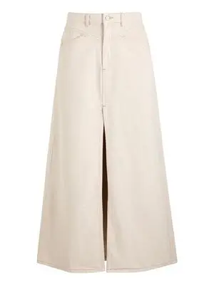 Free People Denim Maxi Skirt - Cream
