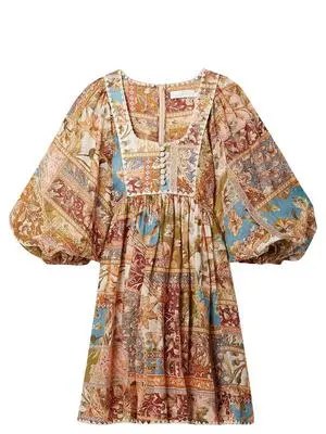 Zimmermann Chintz Crochet-trimmed Mini Dress - Multicolor