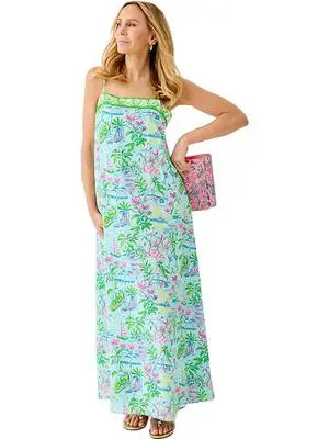 Lilly Pulitzer® Amalfi Silk Maxi Slip Dress - Salt Pond Blue Sunny Dee Engineered Woven Maxi