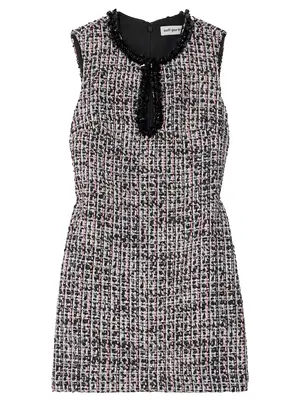 SELF-PORTRAIT Sequin-embellished Bouclé-tweed Mini Dress - Black