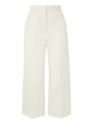 TOTEME Cropped Crepe Straight-leg Trousers - Off-white