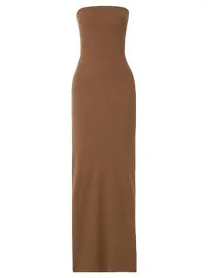 Eterne Strapless Ribbed Maxi Dress - Brown