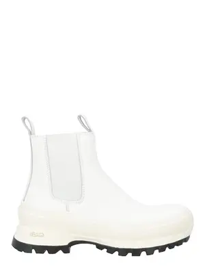JIL SANDER Leather Chelsea Boots - White