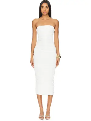 SEROYA Martha Strapless Midi Dress - White