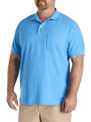 HARBOR BAY BY DXL Big & Tall Pocket Piqué Polo Shirt Azure Blue
