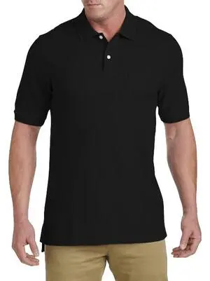 HARBOR BAY BY DXL Big & Tall Pocket Piqué Polo Shirt Black