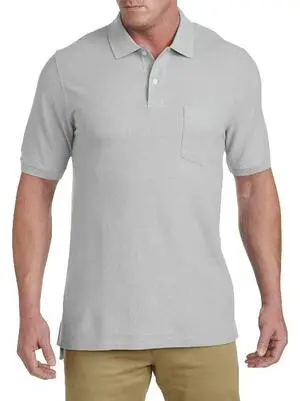 HARBOR BAY BY DXL Big & Tall Pocket Piqué Polo Shirt Drizzle