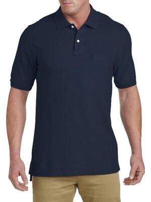 HARBOR BAY BY DXL Big & Tall Pocket Piqué Polo Shirt - Navy