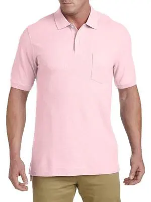 HARBOR BAY BY DXL Big & Tall Pocket Piqué Polo Shirt Silver Pink