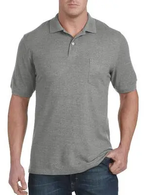HARBOR BAY BY DXL Big & Tall Pocket Piqué Polo Shirt Smoked Pearl Hthr