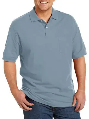 HARBOR BAY BY DXL Big & Tall Pocket Piqué Polo Shirt Tradewinds