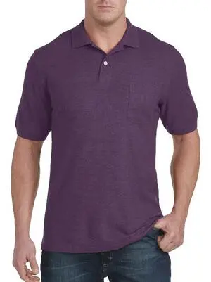 HARBOR BAY BY DXL Big & Tall Pocket Piqué Polo Shirt Winetasting Heather