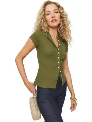 REFORMATION Raelynn Knit Top Pear