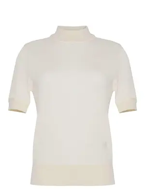 Adam Lippes Mock-neck Cashmere Top - Neutrals