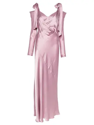 Alberta Ferretti Satin Draped Maxi Dress - Pink