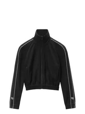 Alexander Wang Logo-tape Cropped Track Jacket - Black
