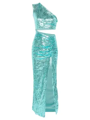 Amen Cut-out Sequined Maxi Dress - Blue