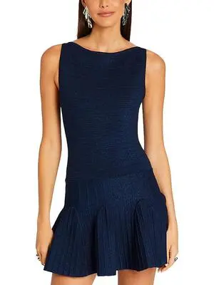 Retrofete Audrina Metallic Knit Dress - Navy