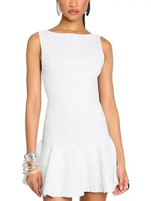 Retrofete Audrina Metallic Knit Dress - White