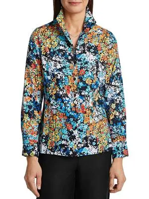 Foxcroft Katie Floral Print Button-up Shirt - Blue Multi