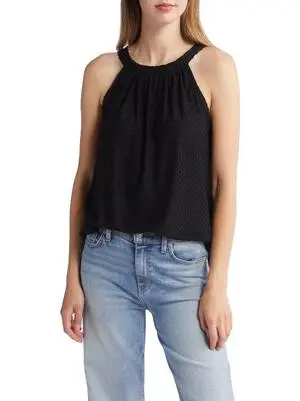 Loveappella Clip Dot Halter Tank Top - Black