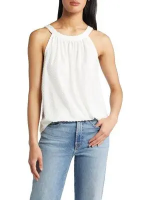 Loveappella Clip Dot Halter Tank Top - Ivory