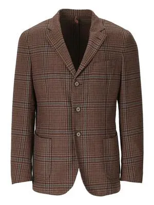SANTANIELLO Tartan Single Breasted Jacket - Brown