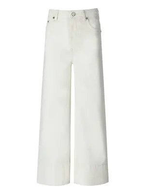 GANNI Cropped Wide Leg Jeans - White