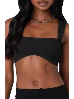 EDIKTED Elena Crop Tank Top - Black