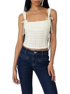 EDIKTED Lace Bustier Corset Top - Cream