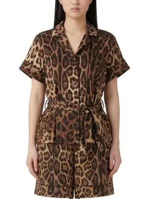 Dolce & Gabbana Animalier Printed Silk Shirt - Brown