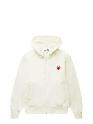 Play Comme Des Garcon Zip Hooded Sweatshirt Cream