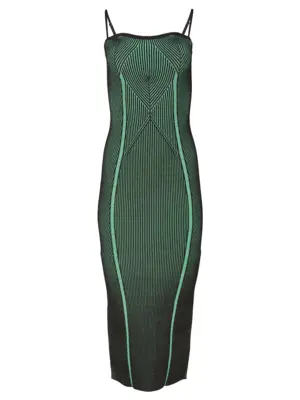 FLEUR DU MAL Rib Knit Tube Dress - Green And Black Rib