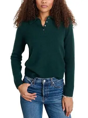 ALEX MILL Cashmere Polo Sweater - Cypress Green