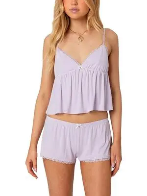 EDIKTED Buffy Babydoll Tank Top - Lilac