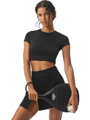 Alo Yoga Alo Yoga® Alosoft Cropped Backspin Short Sleeve Top Black