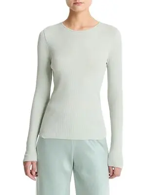 VINCE Vince Rib Pima Cotton Long Sleeve Crewneck T-Shirt