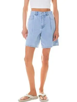 GREY LAB High-waist Wide-leg Denim Shorts - Light Denim