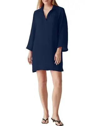 Michael Stars Long Sleeve Gauze Tunic Dress - Nocturnal