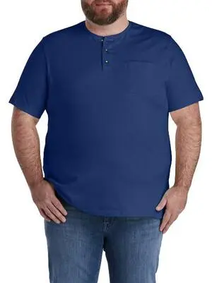 HARBOR BAY BY DXL Big & Tall Slub Henley Shirt Blue Depths