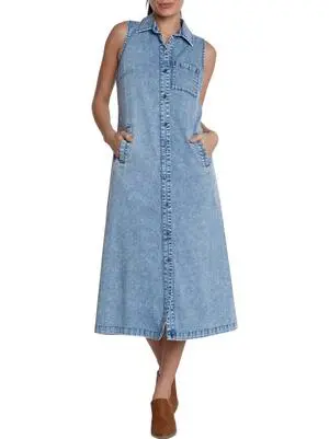 WASH LAB DENIM Sleeveless Shirt Dress - Frost Blue