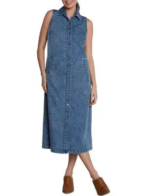 WASH LAB DENIM Sleeveless Shirt Dress - Rain Blue