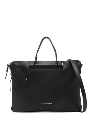 PIQUADRO Leather Laptop Bag - Black