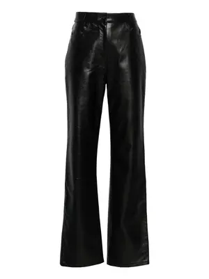 TOTEME Straight Leather Trousers - Black