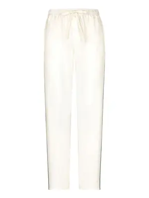 Dolce & Gabbana Logo-embroidered Silk Trousers - White