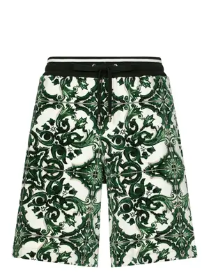 Dolce & Gabbana Majolica-jacquard Track Shorts - Green