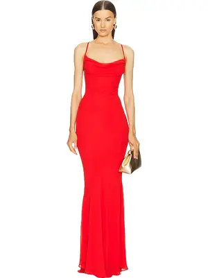 MICHAEL COSTELLO X Chloe Gown - Fiery Red