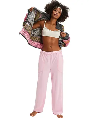 Free People Wide-Leg Lounge Pants Apple Blossom