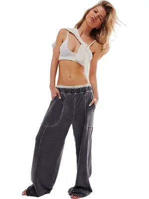 Free People Wide-Leg Lounge Pants Black